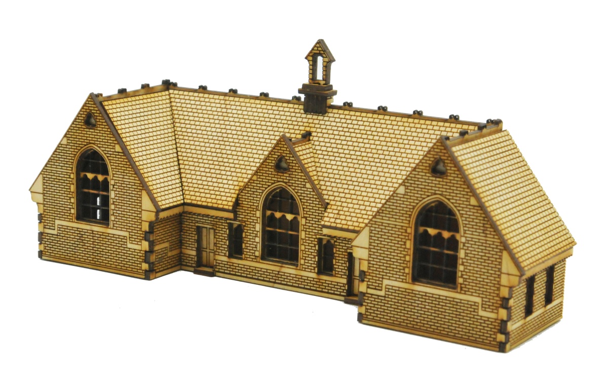 N-SC002 Half Relief School Building N Gauge Model Laser Cut Kit ...