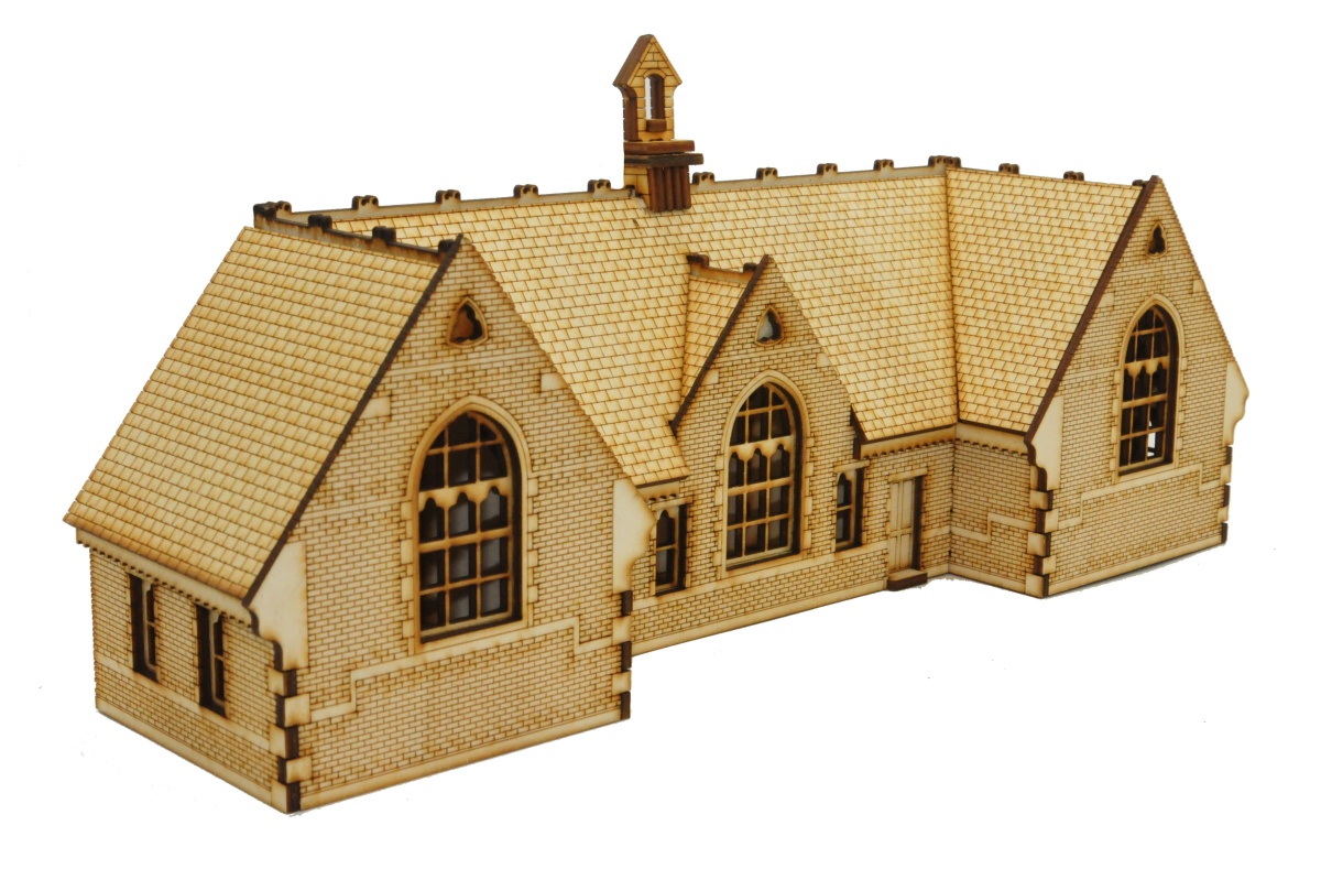 SC002 Half Relief School Building OO Gauge Model Laser Cut Kit ...
